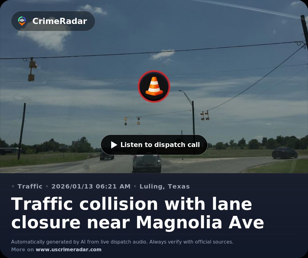 Traffic collision with lane closure near Magnolia Ave, Luling TX ...