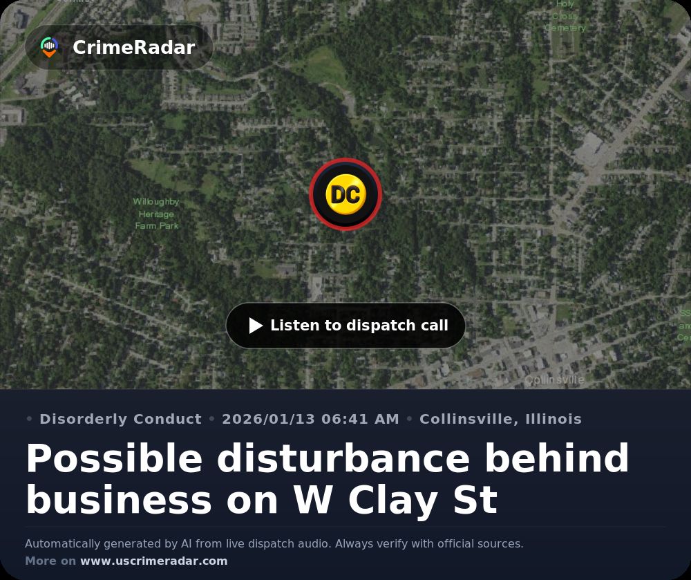 Possible disturbance behind business on W Clay St, Collinsville IL ...