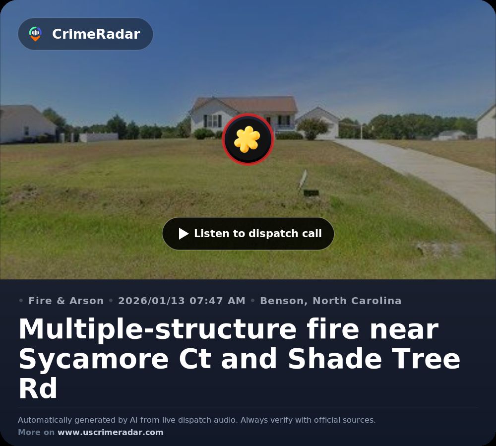 Multiple-structure fire near Sycamore Ct and Shade Tree Rd, Benson NC ...