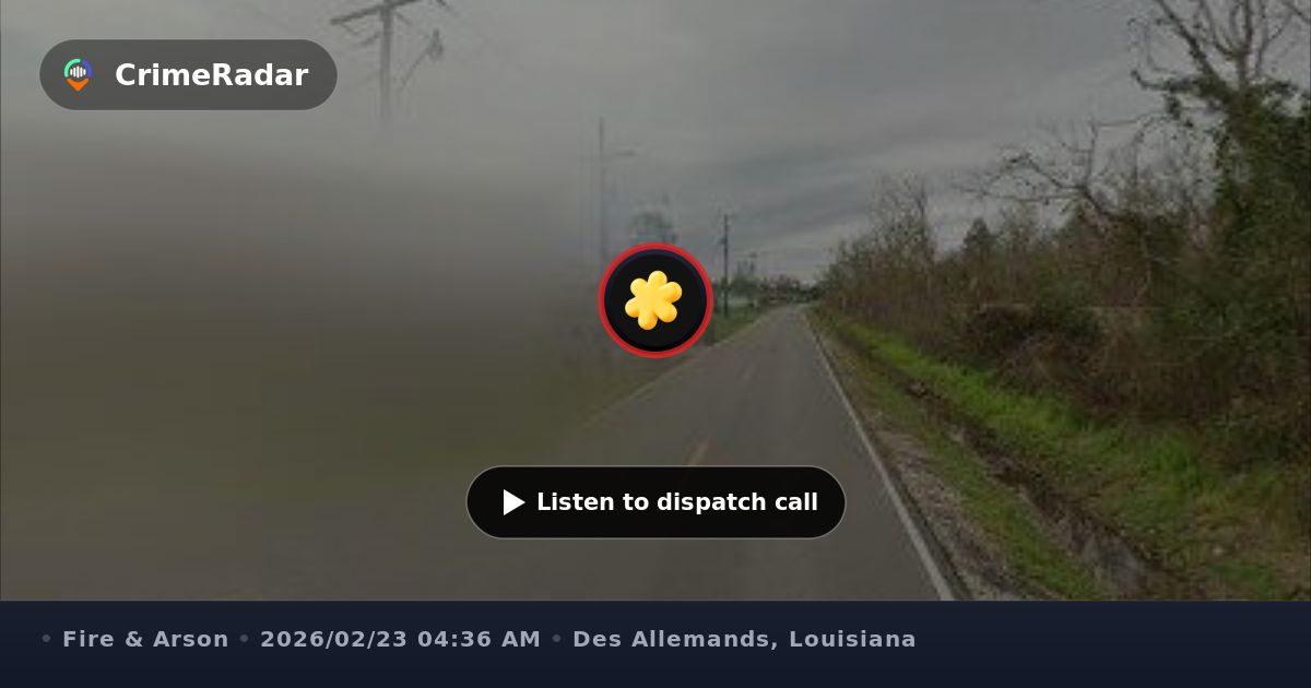 Tree fire near levee by Old Spanish Trail, Des Allemands LA | CrimeRadar
