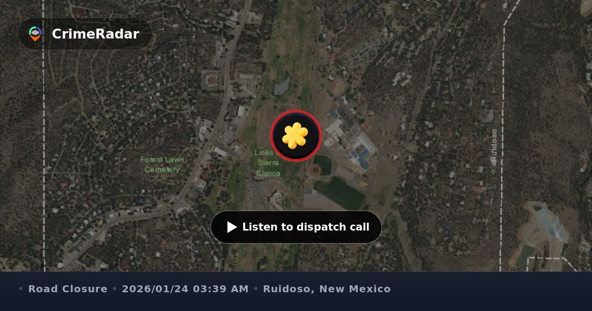 Tree branch creates road hazard on Mechem Dr, Ruidoso NM | CrimeRadar