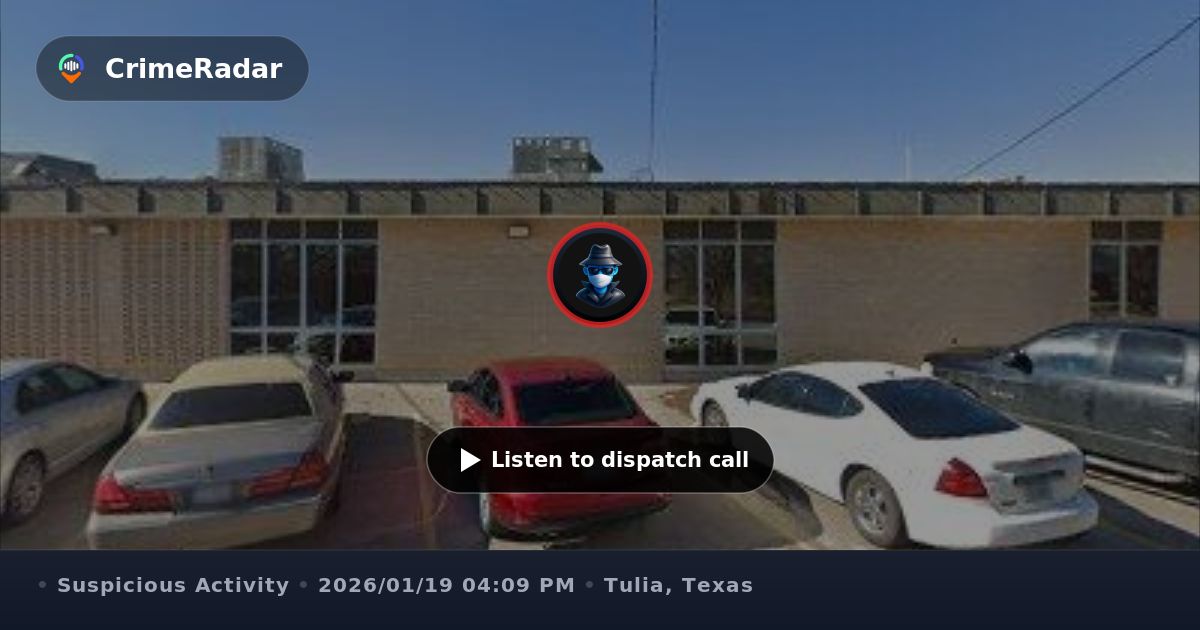 Officers check on person lingering near hospital, Tulia TX | CrimeRadar