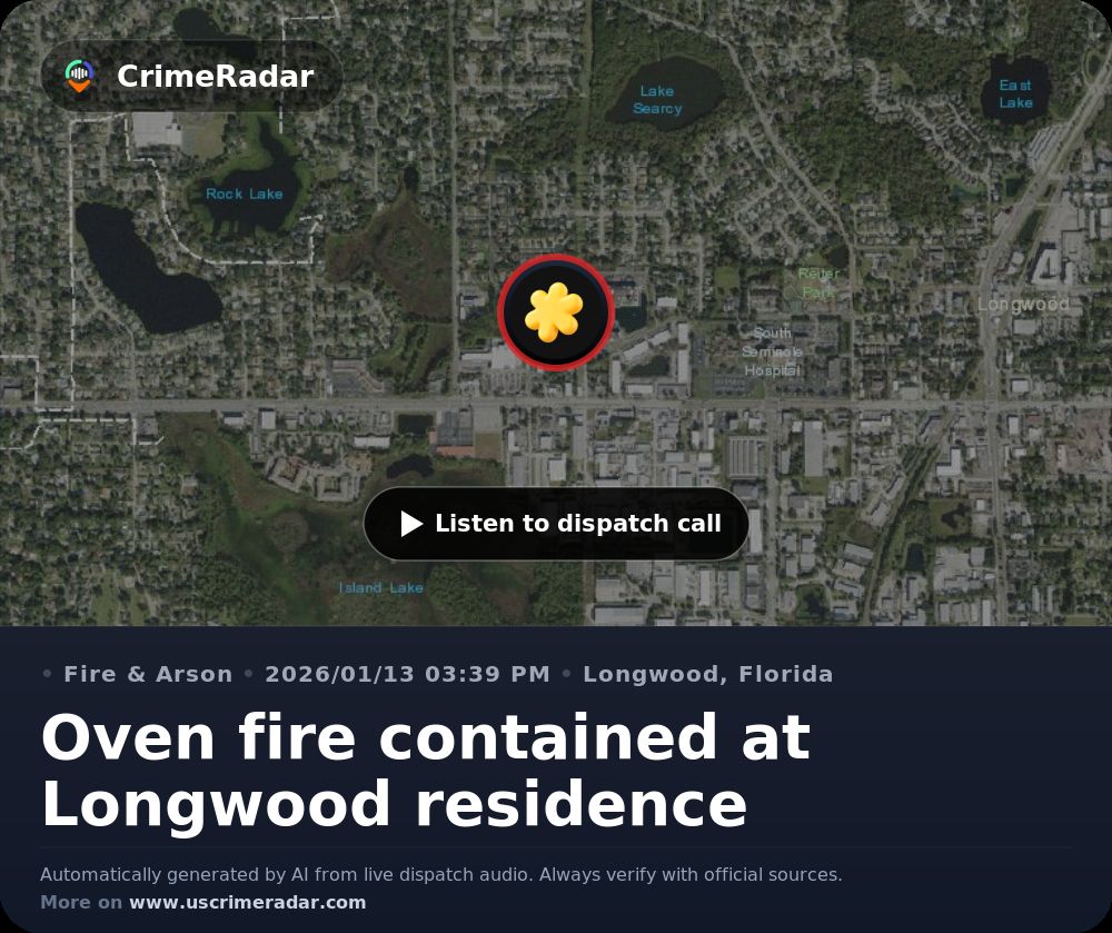 Oven fire contained at Longwood residence, Longwood FL | CrimeRadar
