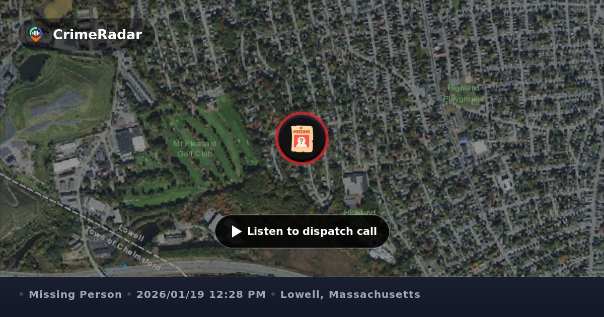 Elderly woman found alone near West View Rd, Lowell MA | CrimeRadar