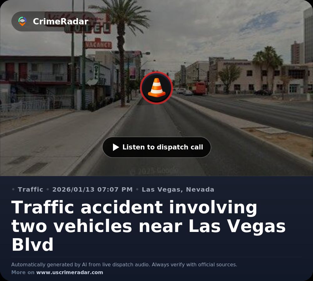 Traffic accident involving two vehicles near Las Vegas Blvd, Las Vegas ...