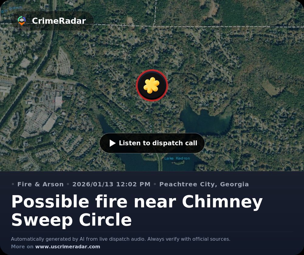 Possible fire near Chimney Sweep Circle, Peachtree City GA | CrimeRadar