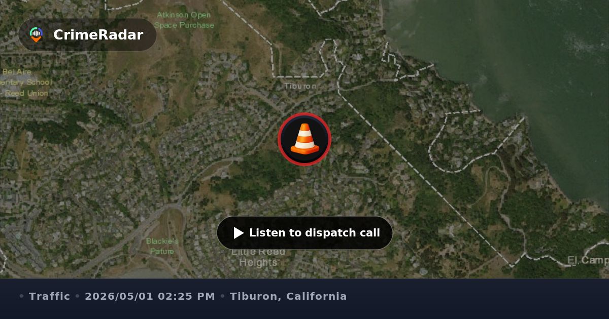 Two-vehicle crash on Avenida Miraflores, Tiburon CA | CrimeRadar