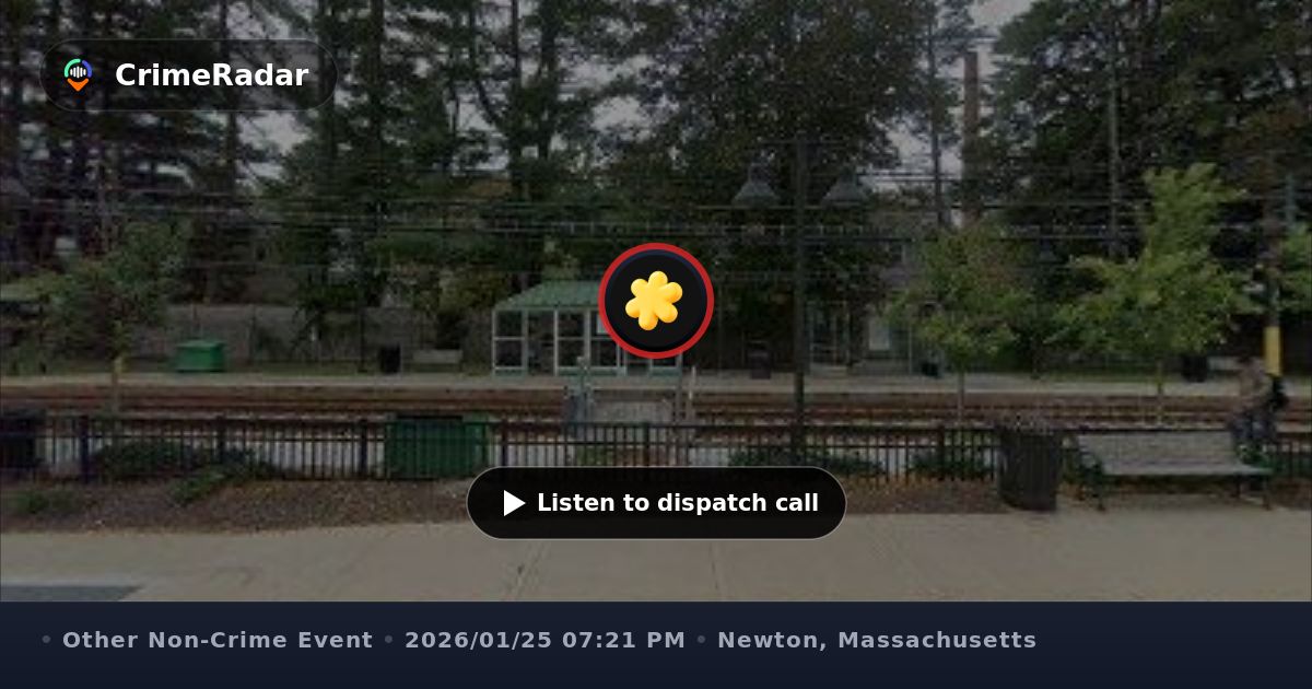 Work crew clears snow at Woodland platform, Newton MA | CrimeRadar