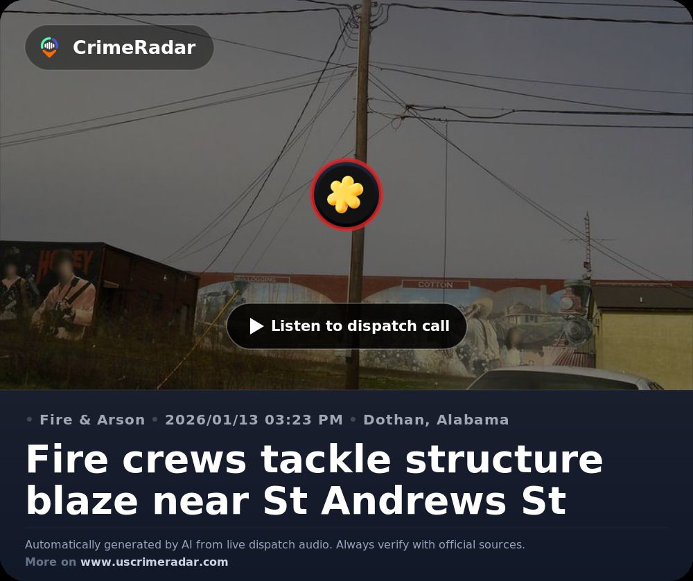 Fire crews tackle structure blaze near St Andrews St, Dothan AL ...