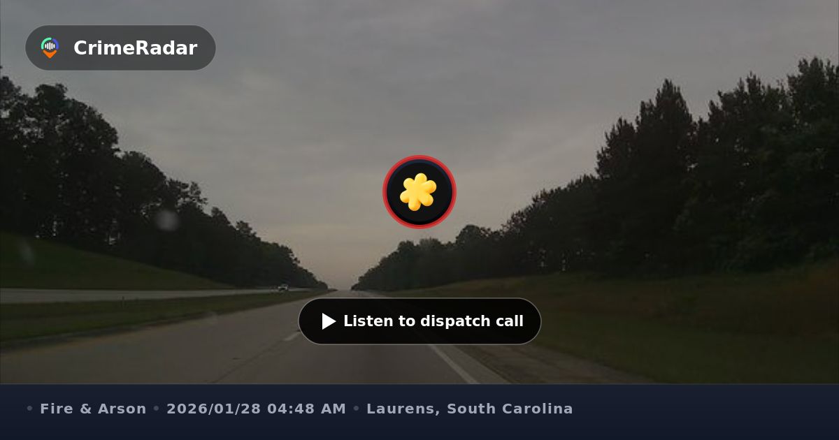 Vehicle fire blocks lane on I-385 North, Laurens County SC | CrimeRadar
