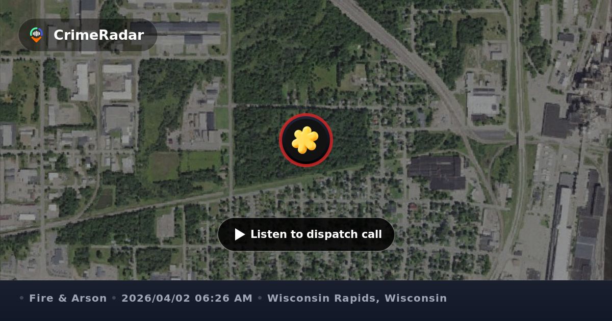 Downed line with trees blocking roadway, Wisconsin Rapids WI | CrimeRadar