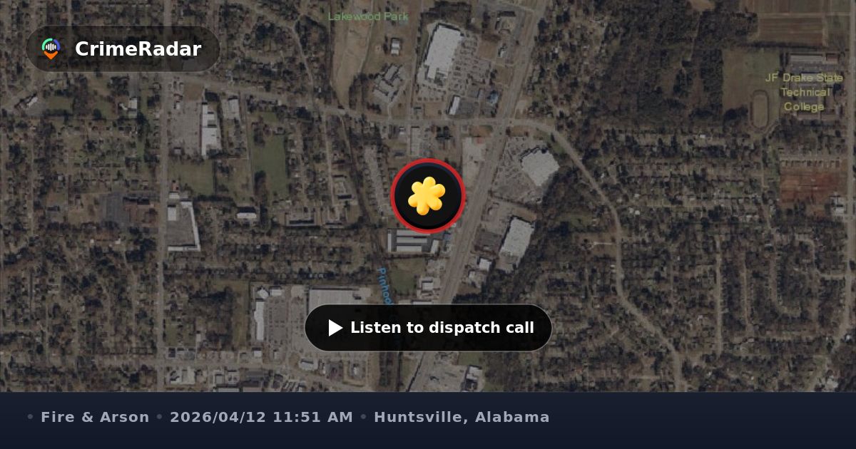 Tree fire smoking again near Wendy’s crossroads, Huntsville AL | CrimeRadar