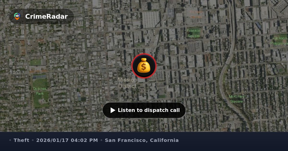 Suspect flees after apparent theft at 23rd and Bartlett, San Francisco CA | CrimeRadar