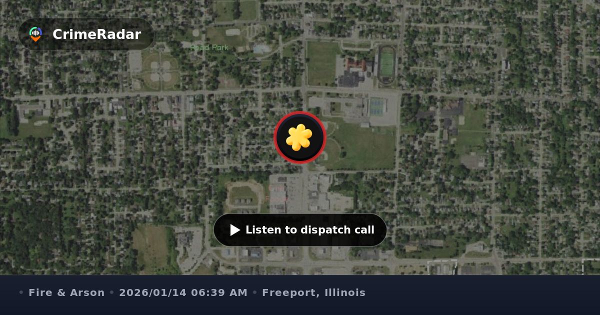 Fire crew checks debris on power line near Hamilton St, Freeport IL ...