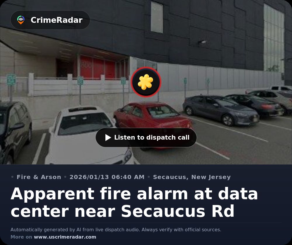 Apparent fire alarm at data center near Secaucus Rd, Secaucus NJ ...