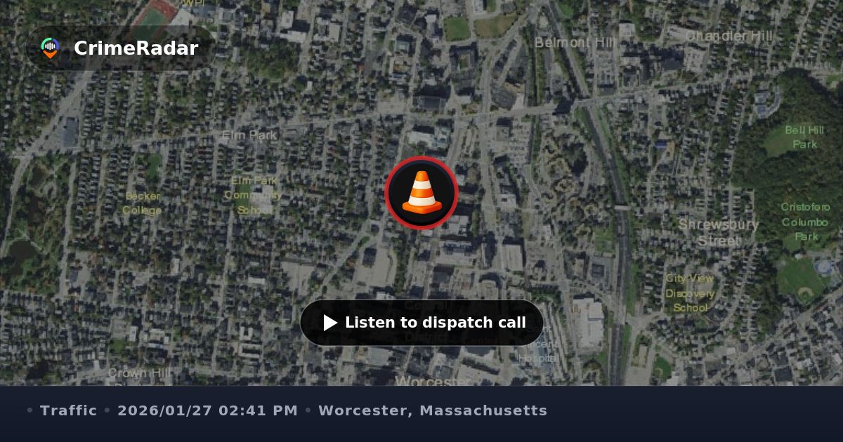 Two vehicles collide near Pleasant St, Worcester MA | CrimeRadar