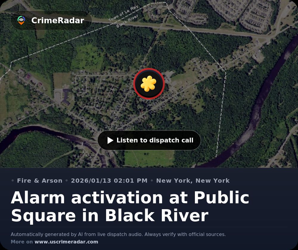 Alarm activation at Public Square in Black River, New York NY | CrimeRadar