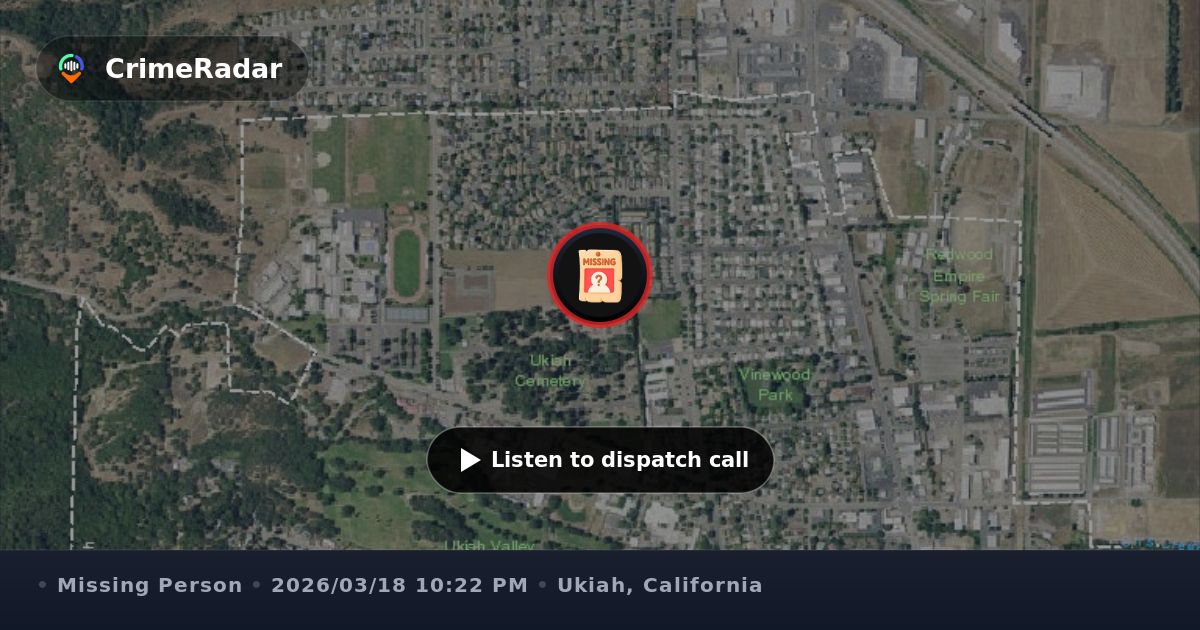Runaway juvenile reported from Low Gap Road, Ukiah CA | CrimeRadar