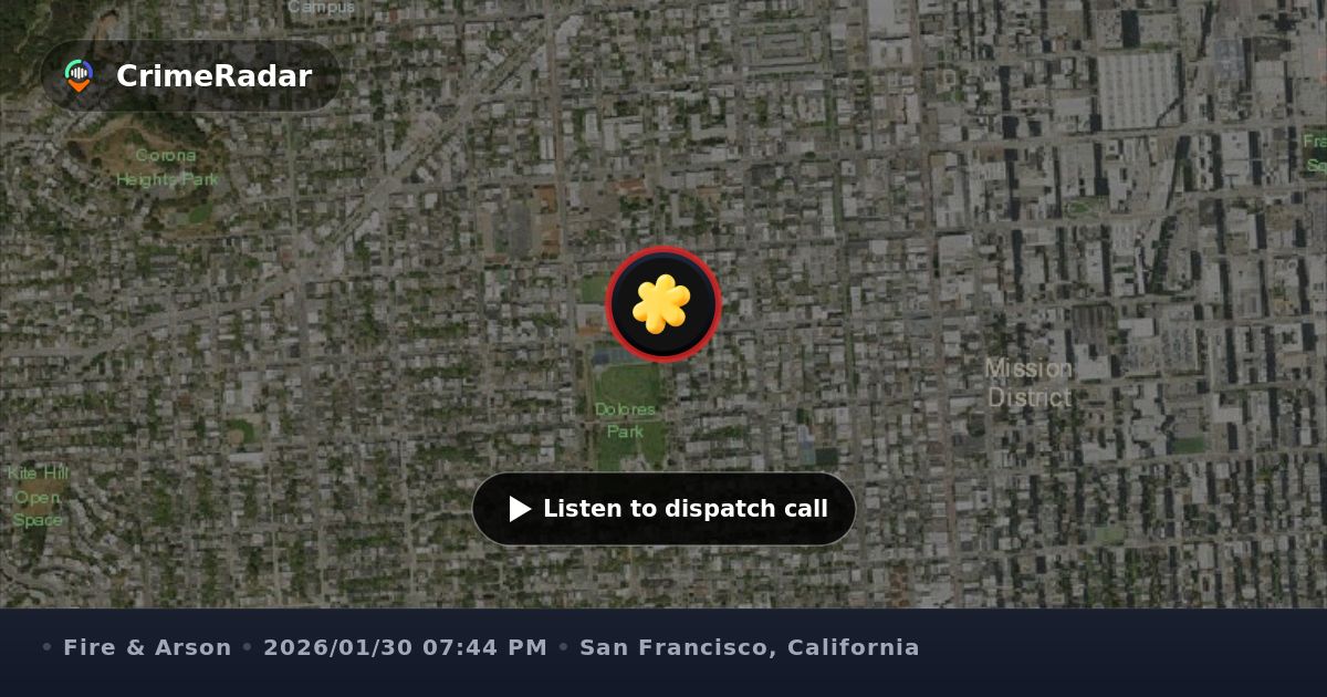 Apparent vehicle fire near Liberty and Dolores streets, San Francisco ...