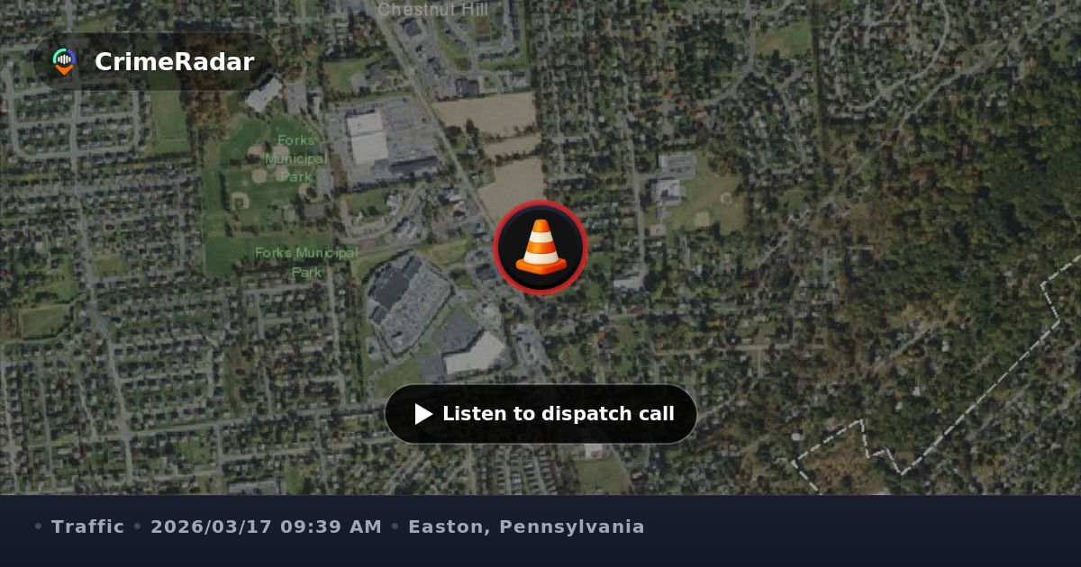 Two-vehicle crash blocks traffic on Sullivan Trail, Easton PA | CrimeRadar