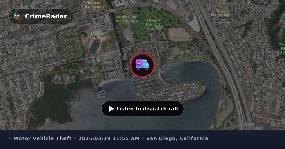Stolen boat reported in Fiesta Bay area, San Diego CA | CrimeRadar