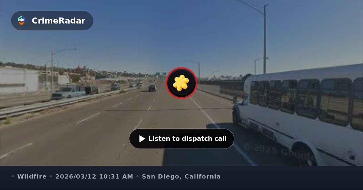 Small vegetation fire near Interstate 5 on-ramp, San Diego CA | CrimeRadar