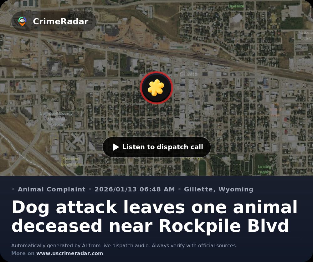 Dog attack leaves one animal deceased near Rockpile Blvd, Gillette WY ...