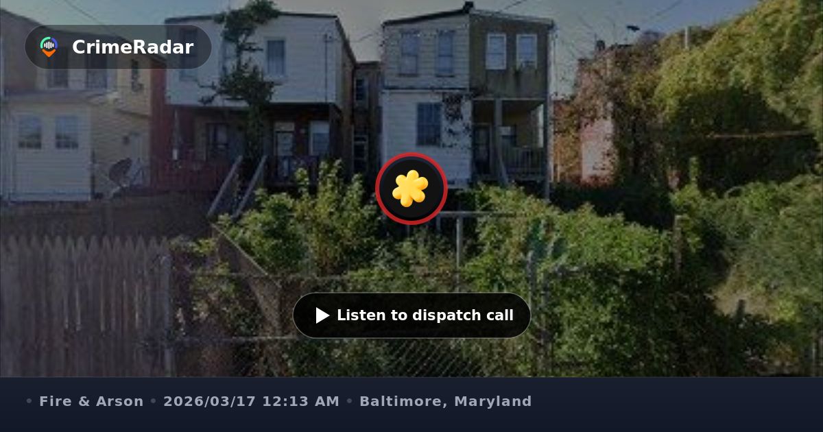 House fire on North Schroeder Street, Baltimore MD | CrimeRadar