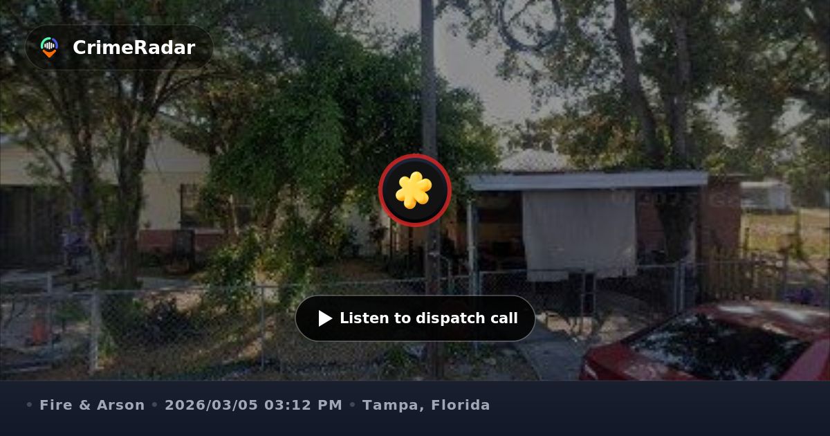 Structure fire reported on North 41st Street, Tampa FL | CrimeRadar
