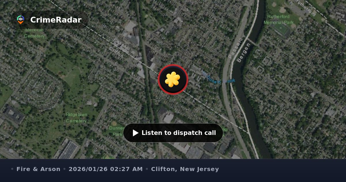 Fire alarm at building near Carroll Street, Clifton NJ | CrimeRadar