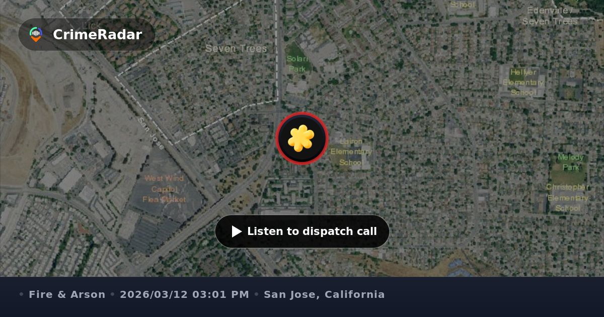 Residential fire alarm at Terrellwood Apartments, San Jose CA | CrimeRadar