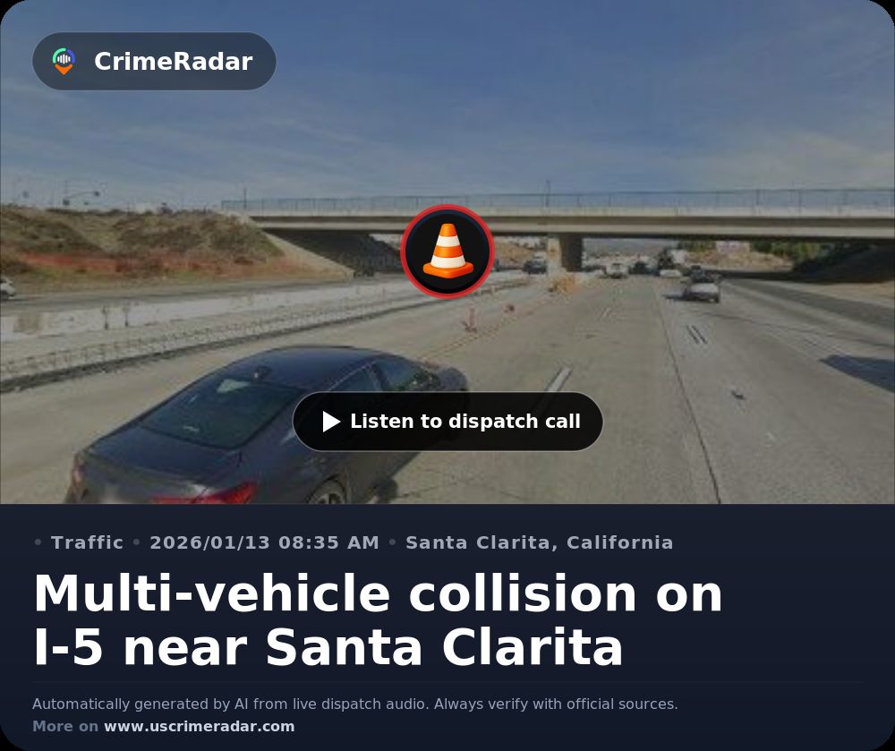 Multi-vehicle collision on I-5 near Santa Clarita, Santa Clarita CA ...