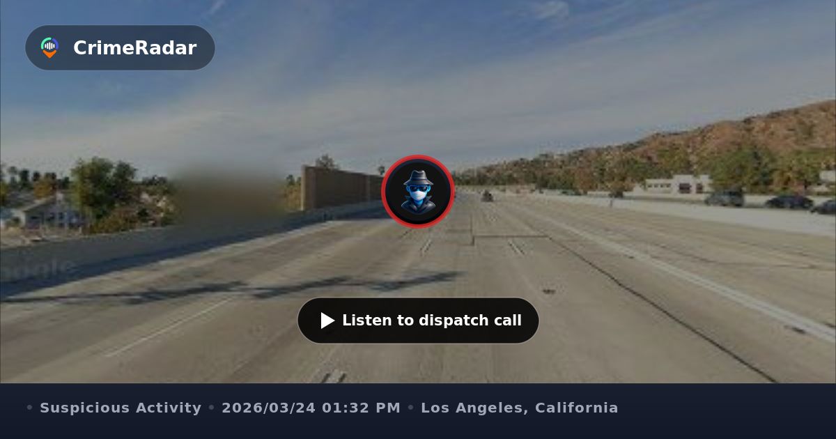 Pedestrian standing on freeway shoulder with object, Los Angeles CA ...