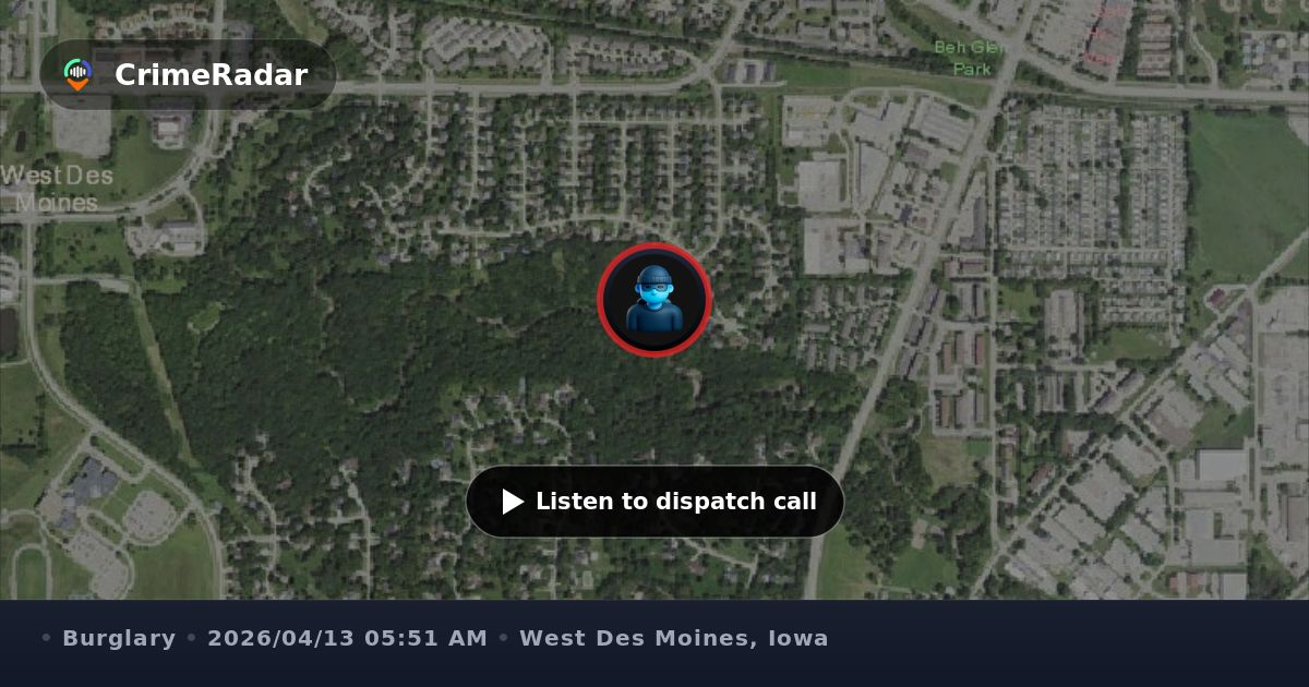 Burglary alarm at home on Jordan Grove, West Des Moines IA | CrimeRadar