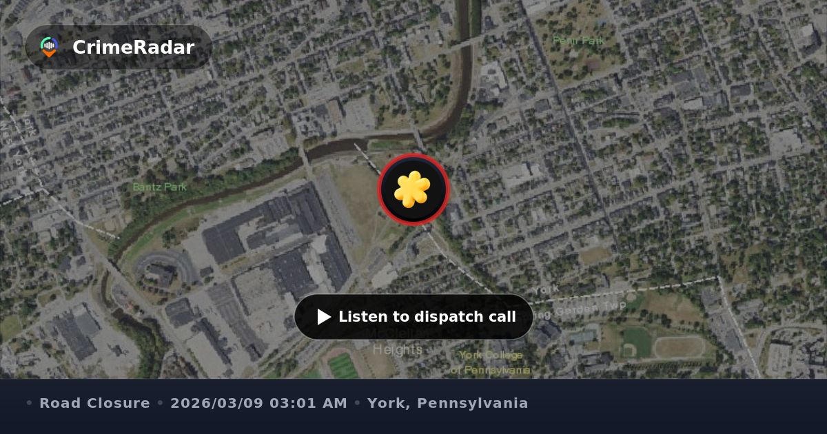 Traffic control and road closure at north end, York County PA | CrimeRadar