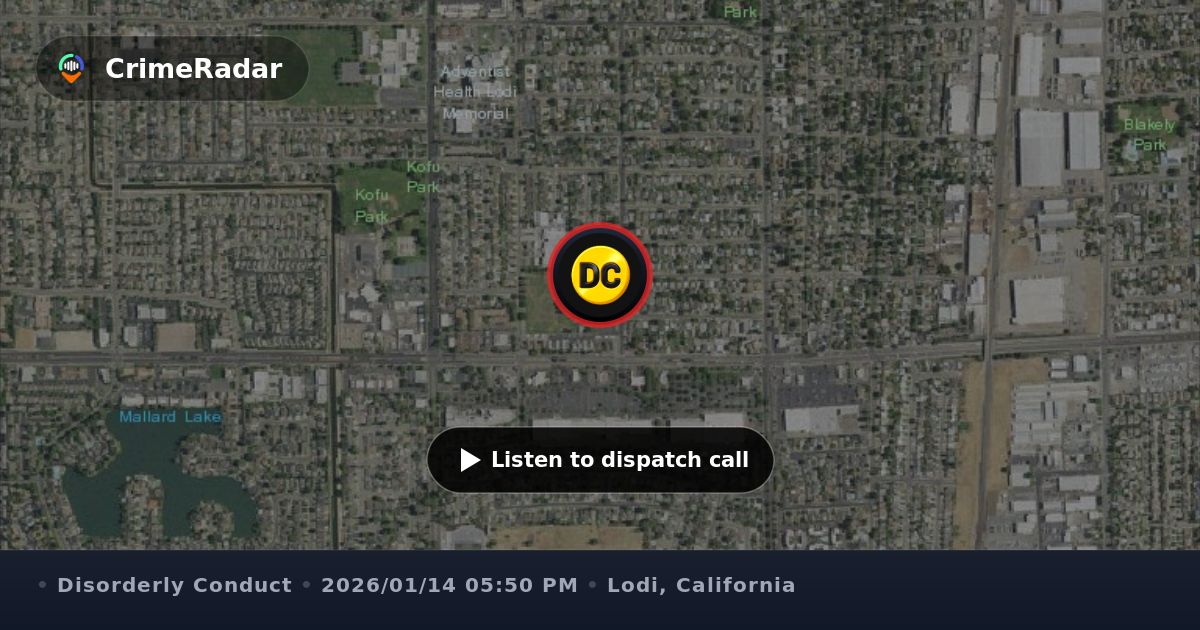 Disturbance involving person with stick near Sutter St, Lodi CA ...