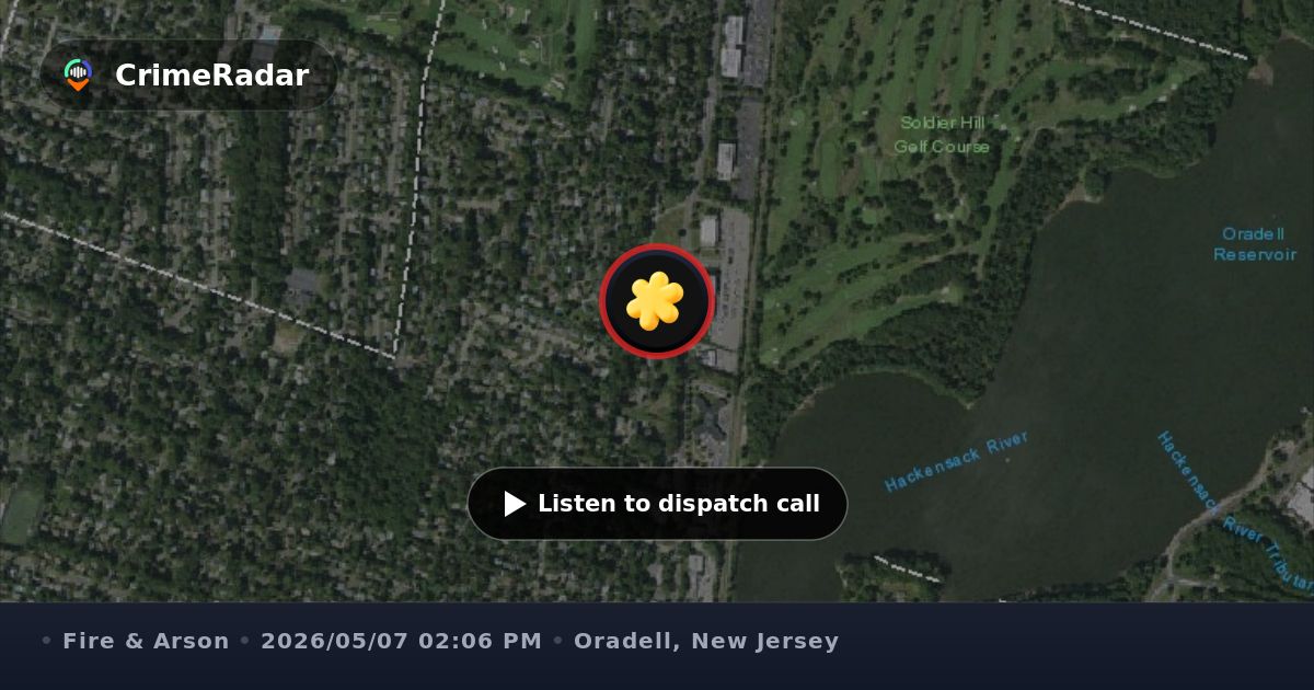 Tree limb down on wires over garage in Oradell, Oradell NJ | CrimeRadar