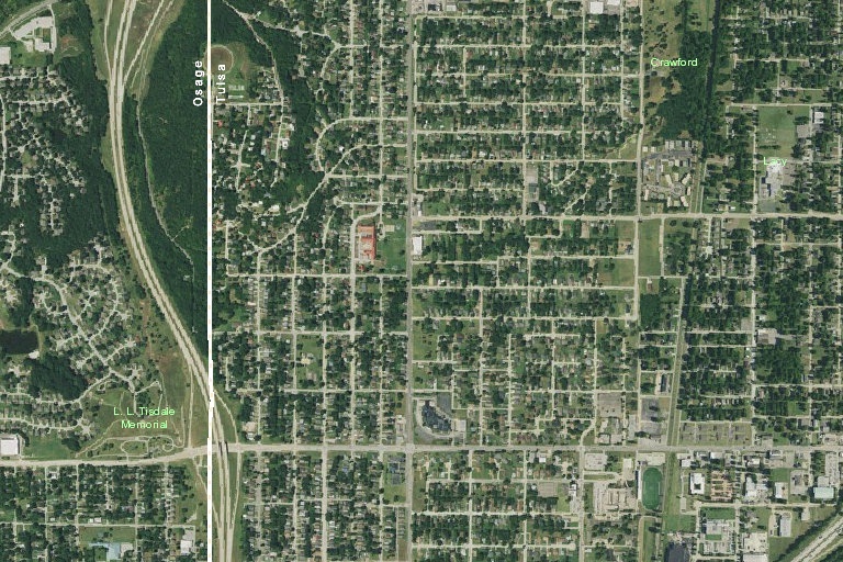 Tree limb blocks eastbound lanes on busy Tulsa street, Tulsa OK ...