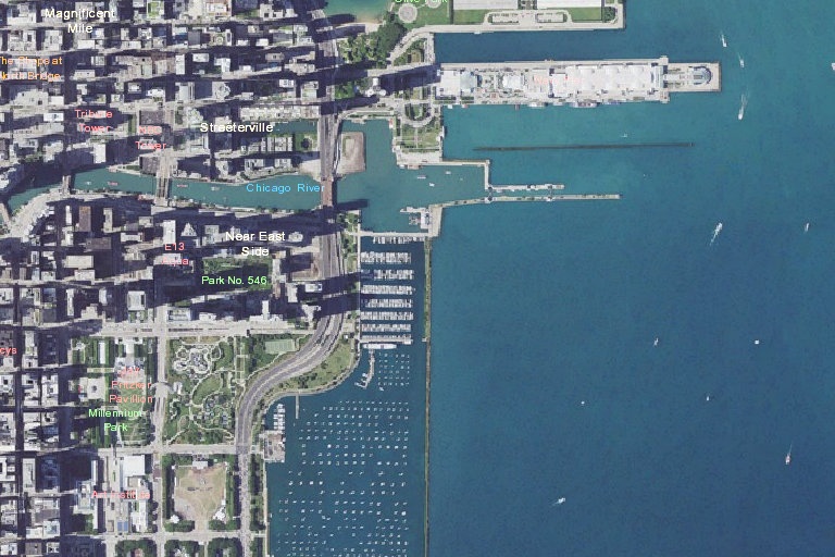 Capsized white boat reported near Fountain at 400 E Monroe, Chicago IL ...