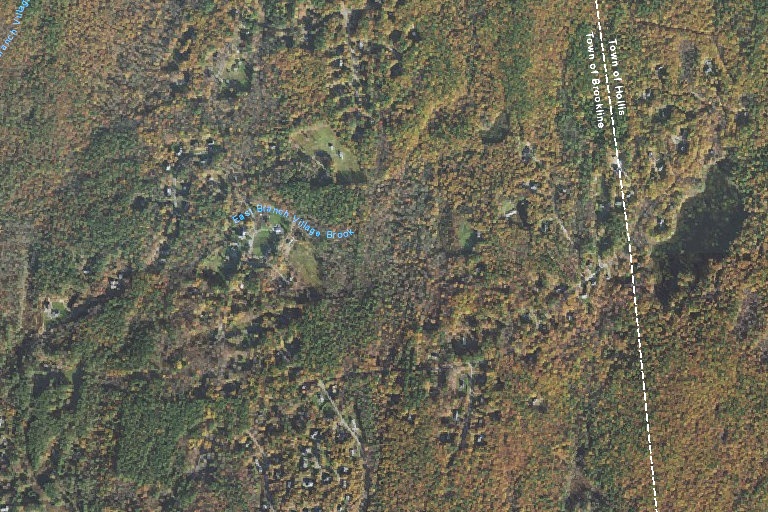 Tree and wires down block roadway near Rocky Pond, Brookline NH ...