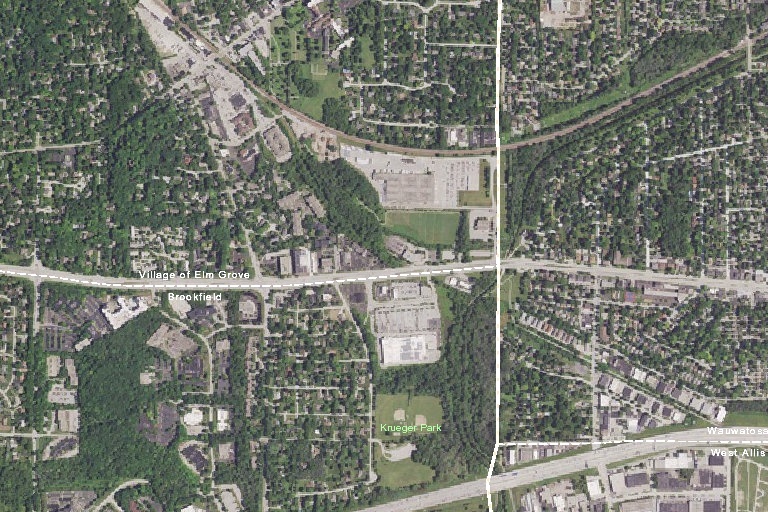 Traffic stop on white sedan at Bluemound and Underwood, Elm Grove WI ...