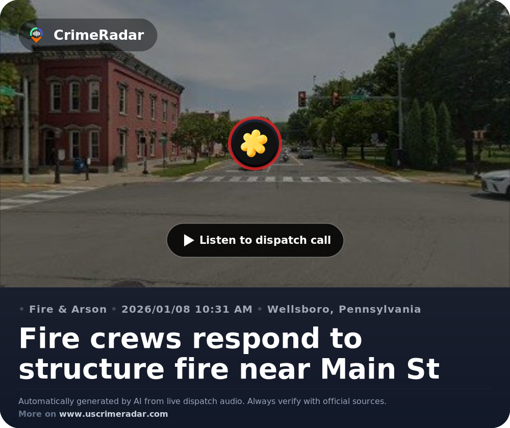 Fire crews respond to structure fire near Main St, Wellsboro PA ...