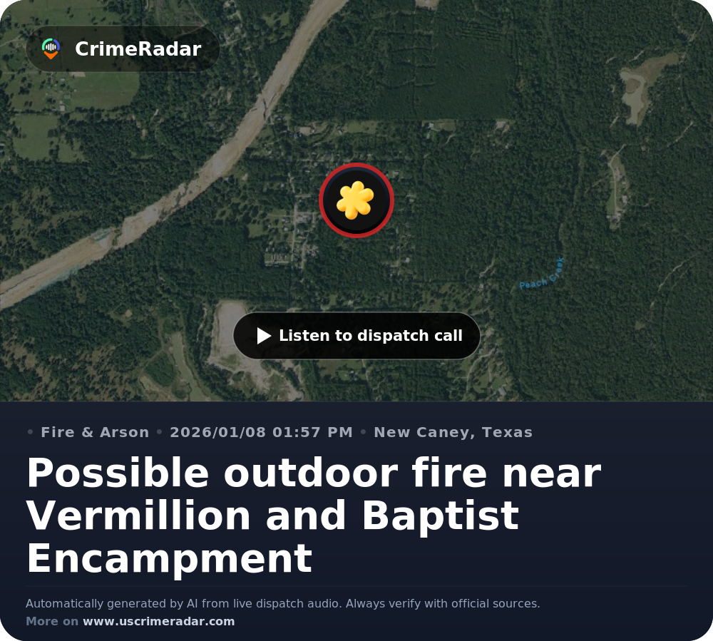 Possible outdoor fire near Vermillion and Baptist Encampment, New Caney ...