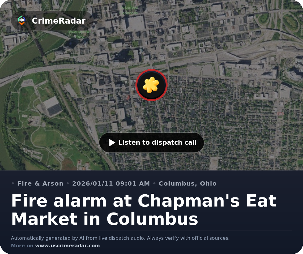 Fire alarm at Chapman's Eat Market in Columbus, Columbus OH | CrimeRadar