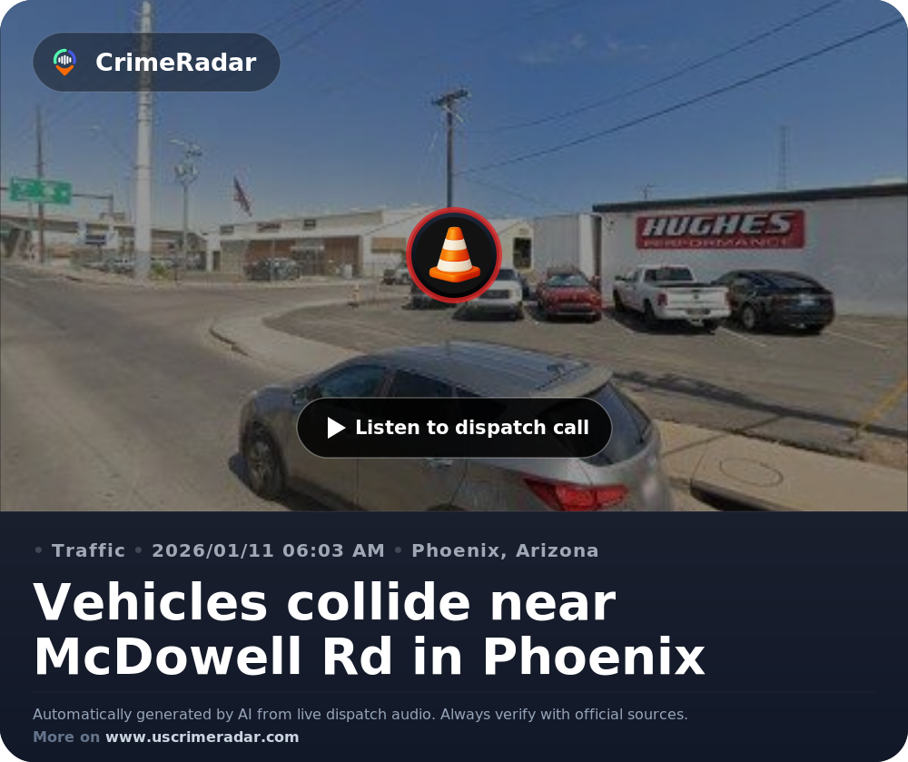 Vehicles collide near McDowell Rd in Phoenix, Phoenix AZ | CrimeRadar