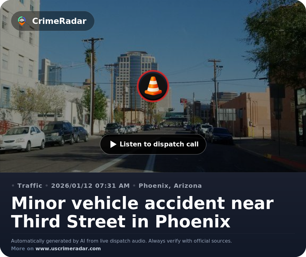 Minor vehicle accident near Third Street in Phoenix, Phoenix AZ ...