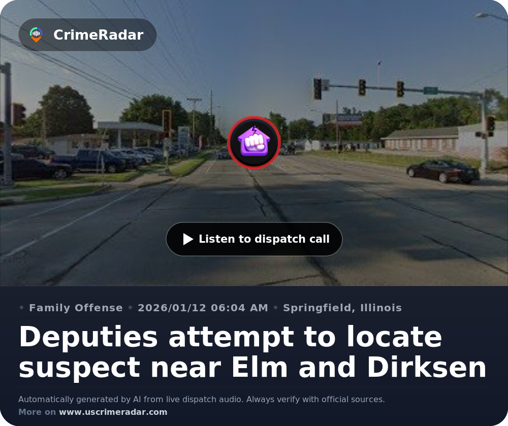 Deputies attempt to locate suspect near Elm and Dirksen, Springfield IL ...