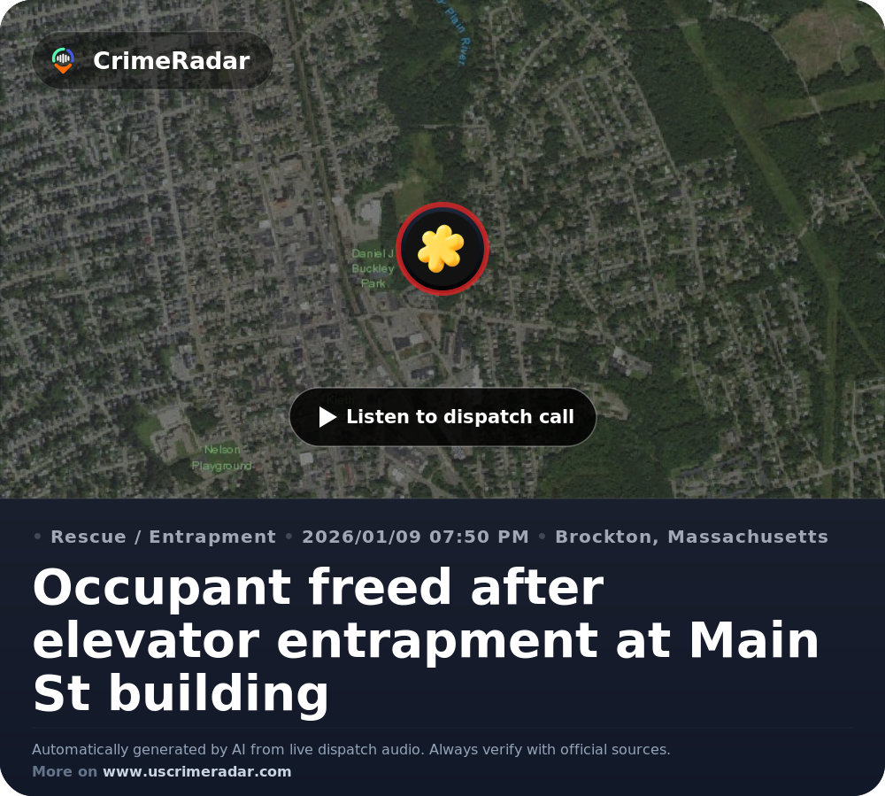 Occupant freed after elevator entrapment at Main St building, Brockton ...