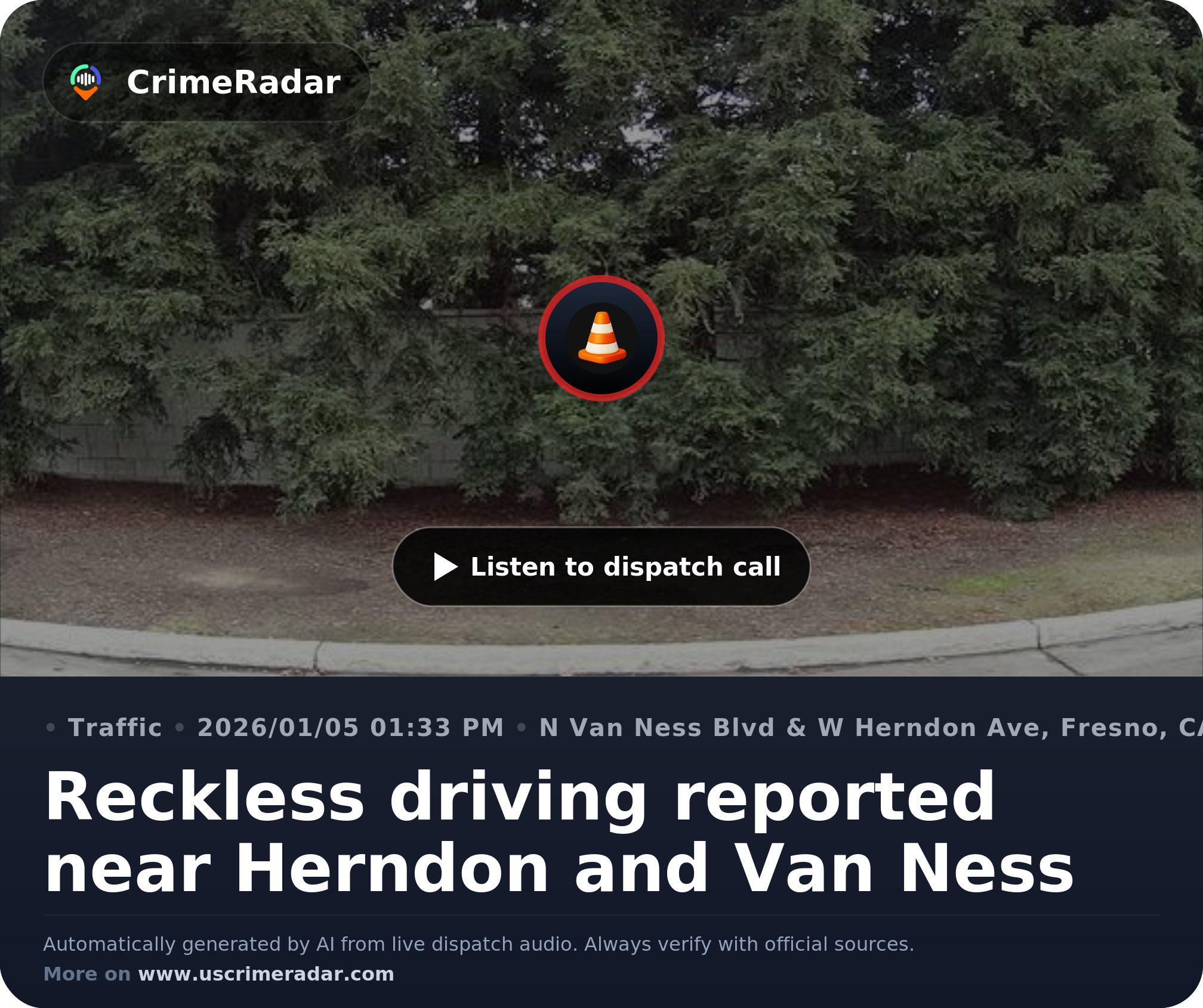 Reckless driving reported near Herndon and Van Ness, Fresno CA | CrimeRadar