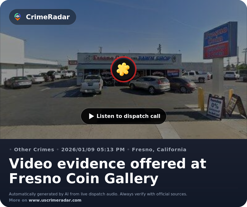 Video evidence offered at Fresno Coin Gallery, Fresno CA | CrimeRadar